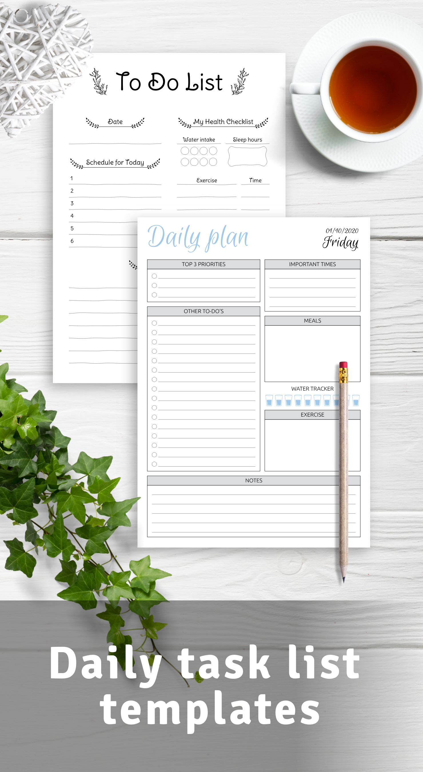 Daily task list templates - Download PDF