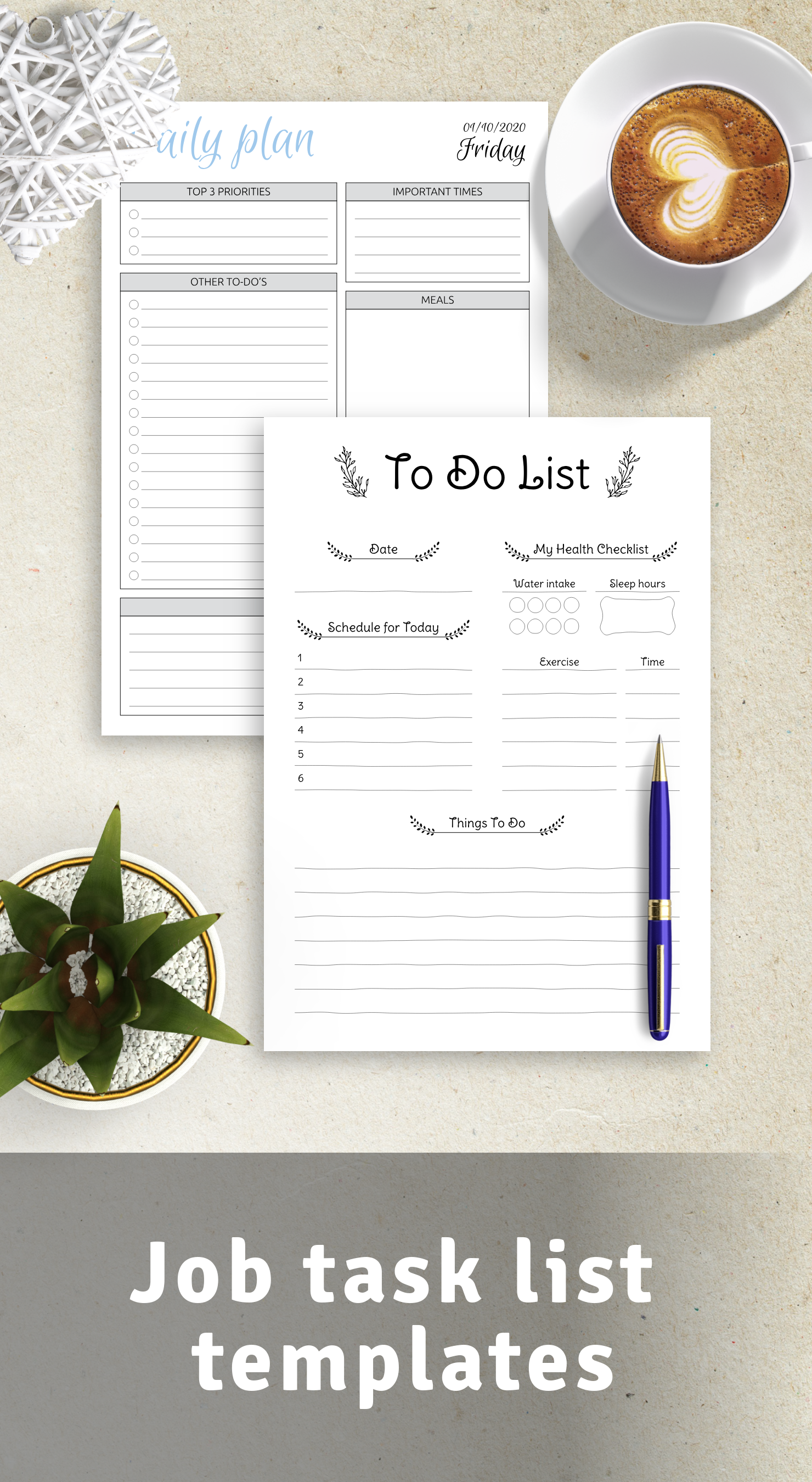 Job task list templates