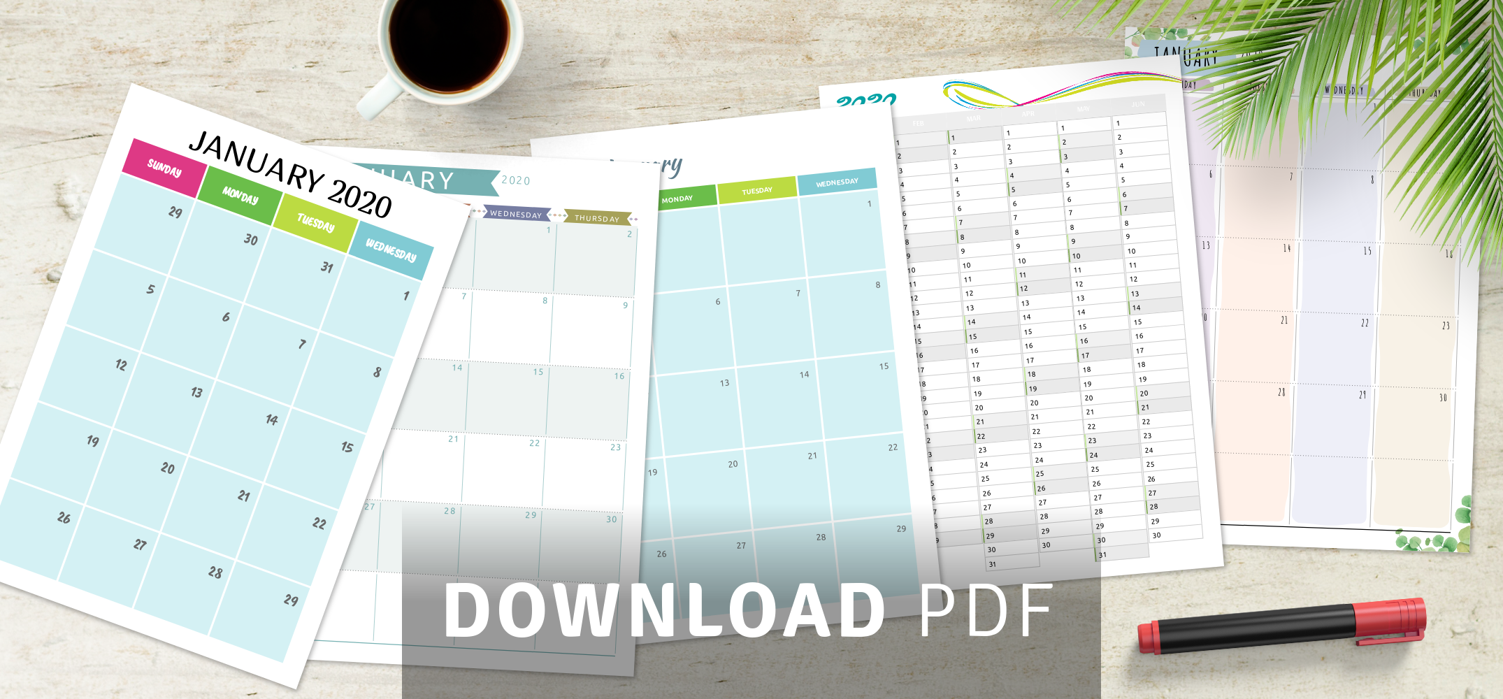 Simple calendar templates - Download PDF