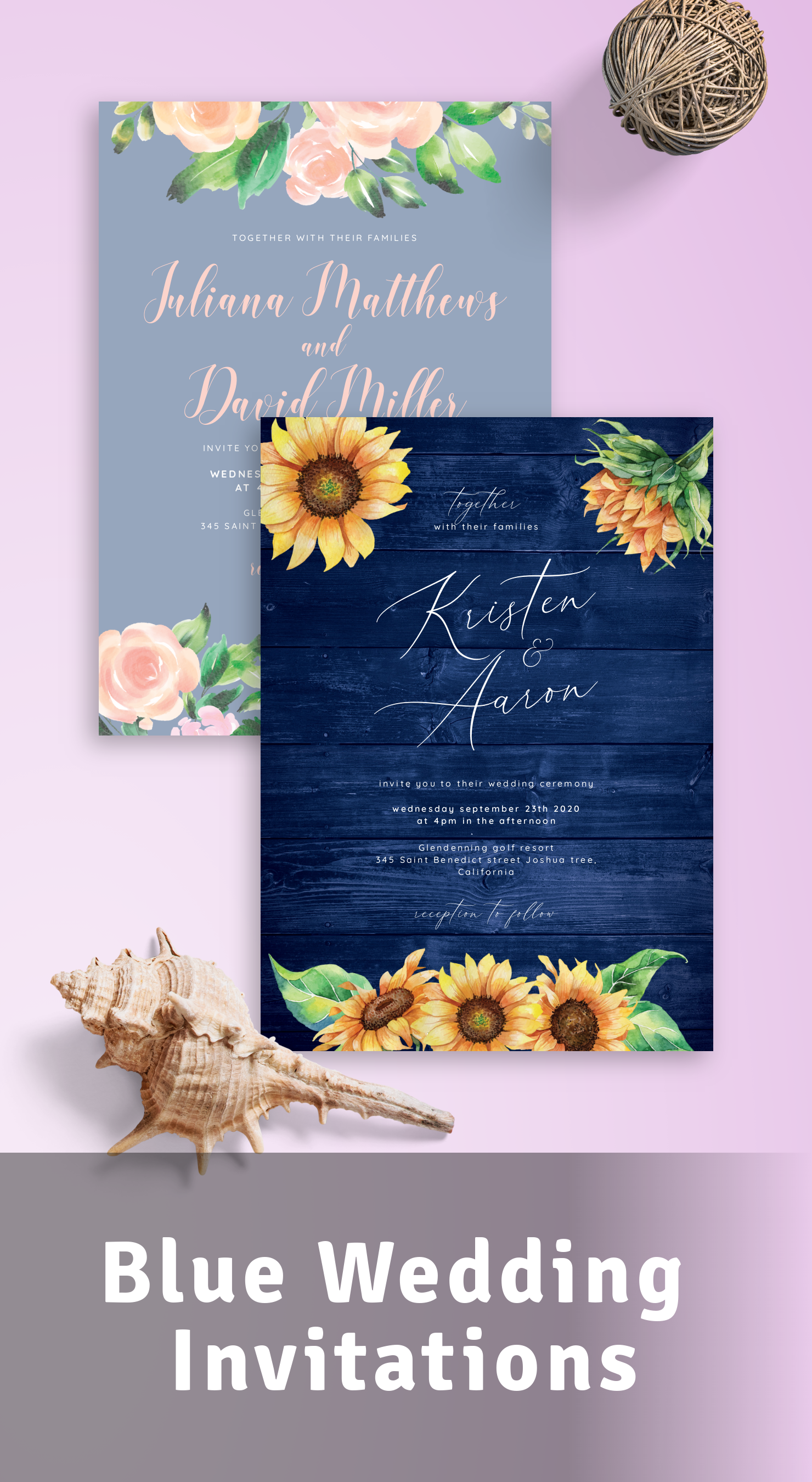 Blue Wedding Invitations - Download or Order printed