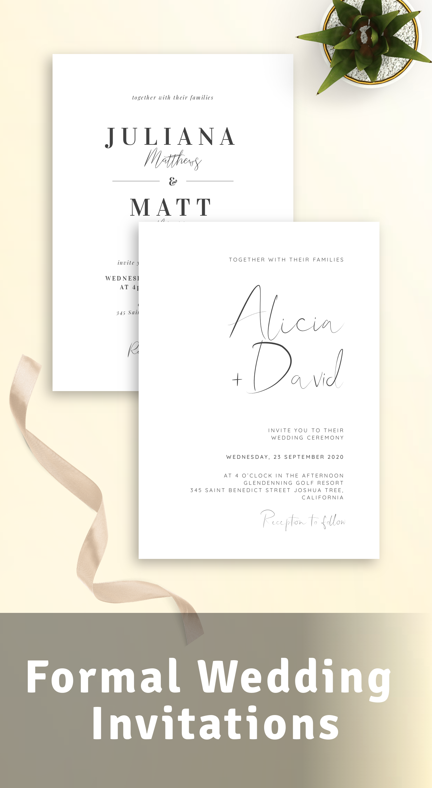 Formal Wedding Invitations - Download or Buy printed