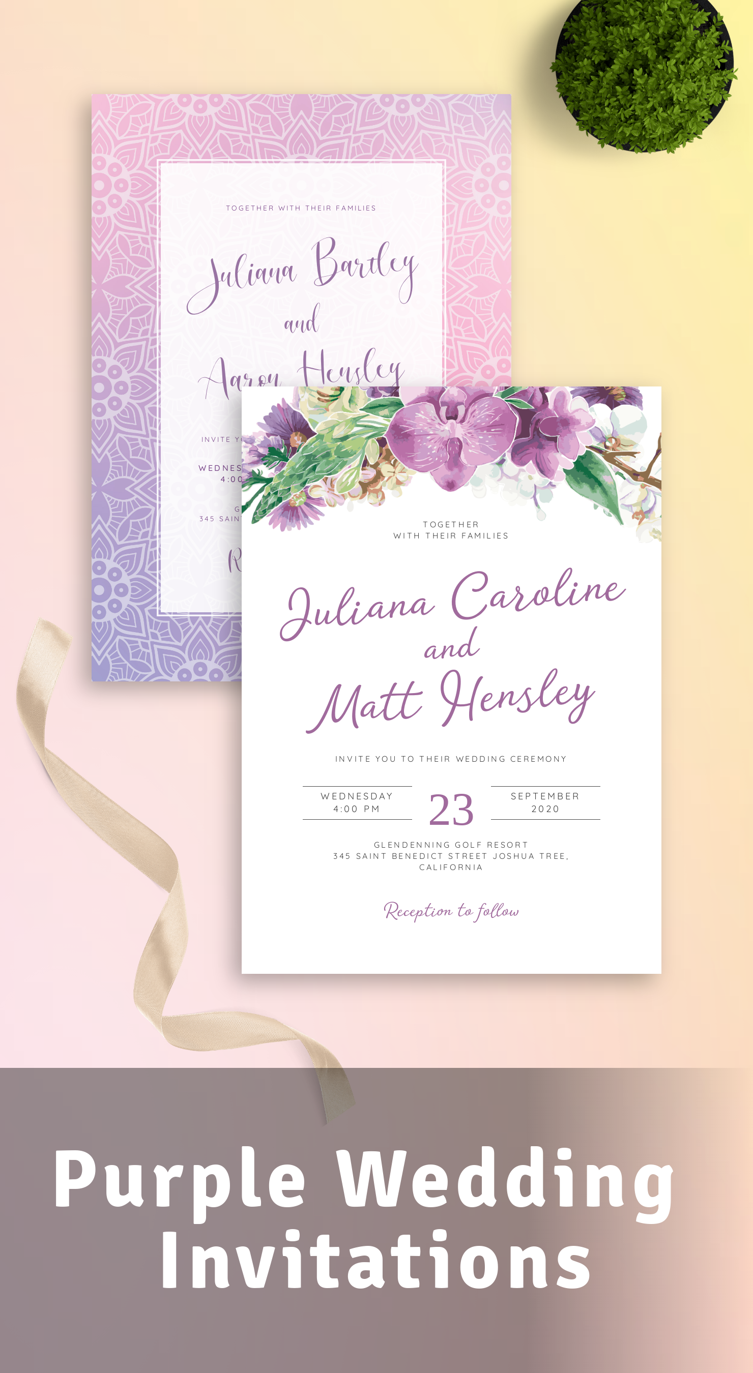 Purple Wedding Invitations - Download or Buy prints