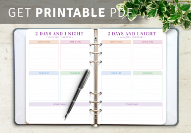 Daily itinerary templates - Download PDF