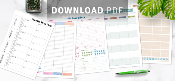Food calendar template - Download PDF