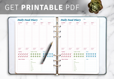 Food calendar template - Download PDF