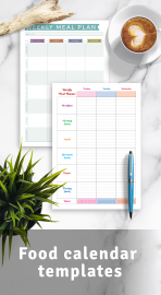 Food calendar template - Download PDF