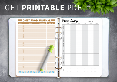 Printable Food Diary Templates - Download PDF