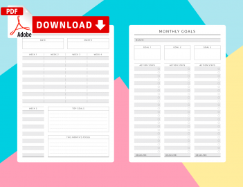 Monthly Goals Templates - Download PDF