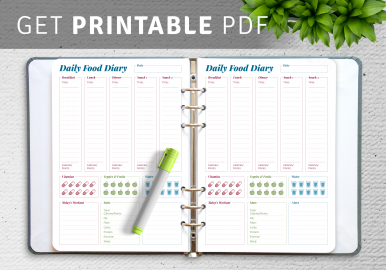 Printable food journal templates - Download PDF