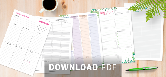 Single page weekly planner - Download PDF