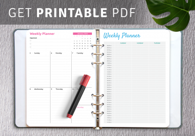 Single page weekly planner - Download PDF