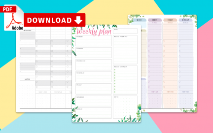 Single page weekly planner - Download PDF