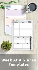 Week at a glance templates - Download PDF