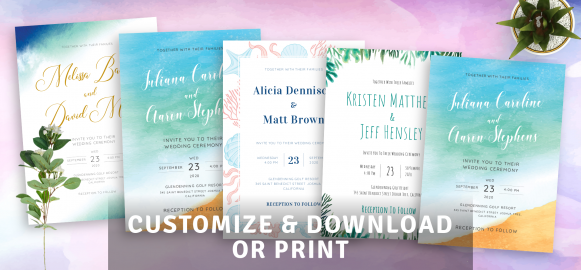 Beach Wedding Invitations Templates Customize Download