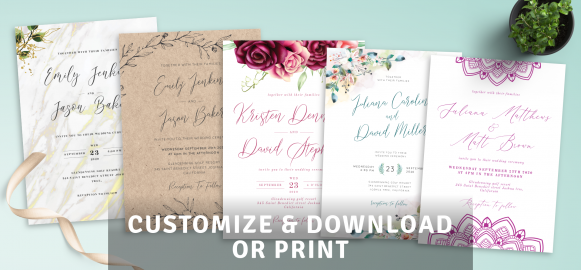 Cheap wedding invitations - Download or Order printed