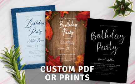 Men's Birthday Invitations - Download or Order printed