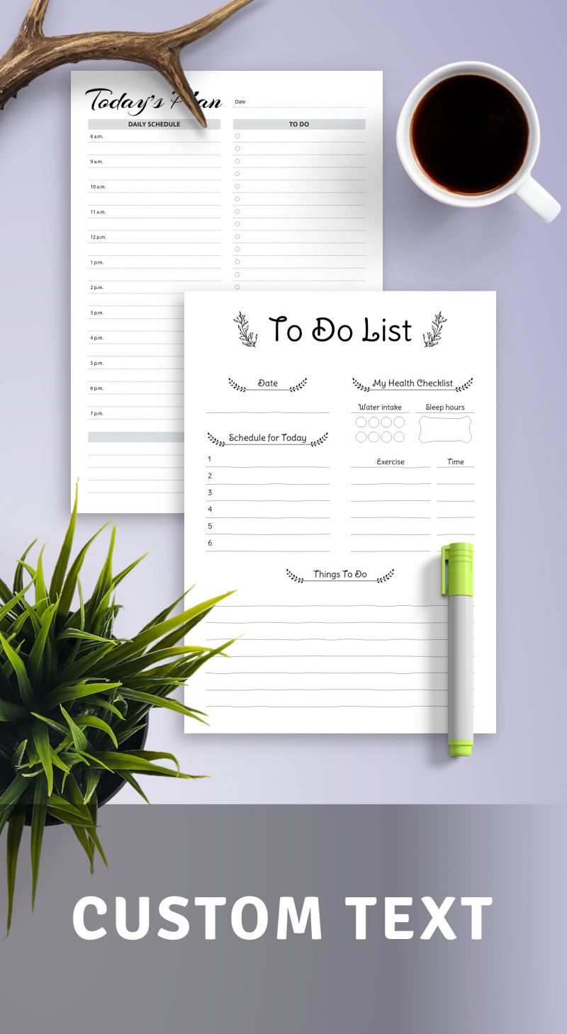 Daily to do list example - Download PDF