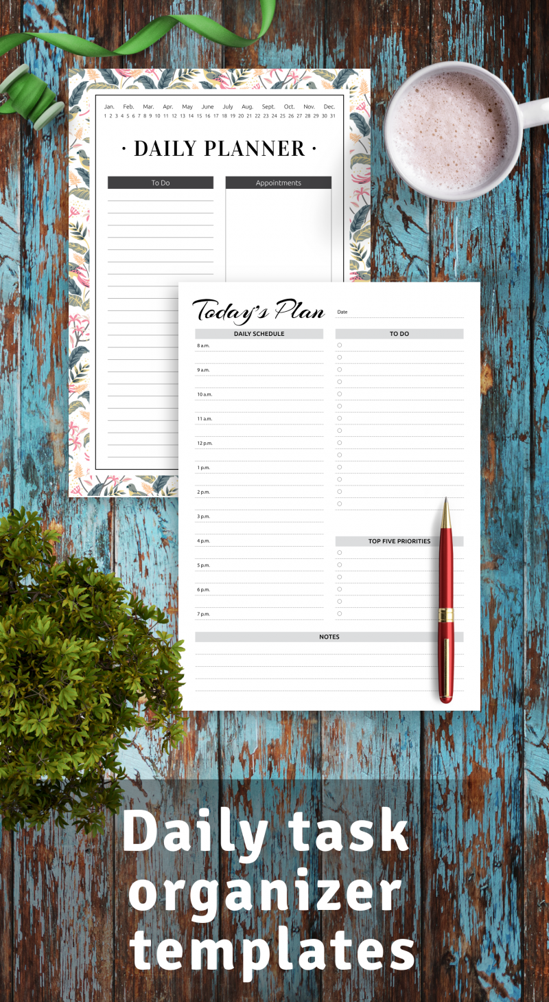 Daily Task Organizer Templates Download PDF