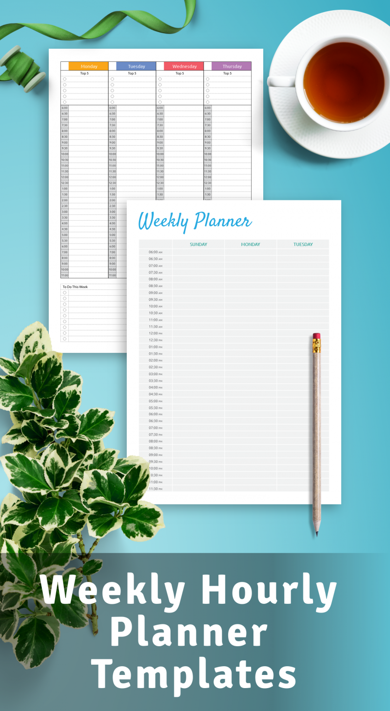 Weekly hourly planner templates