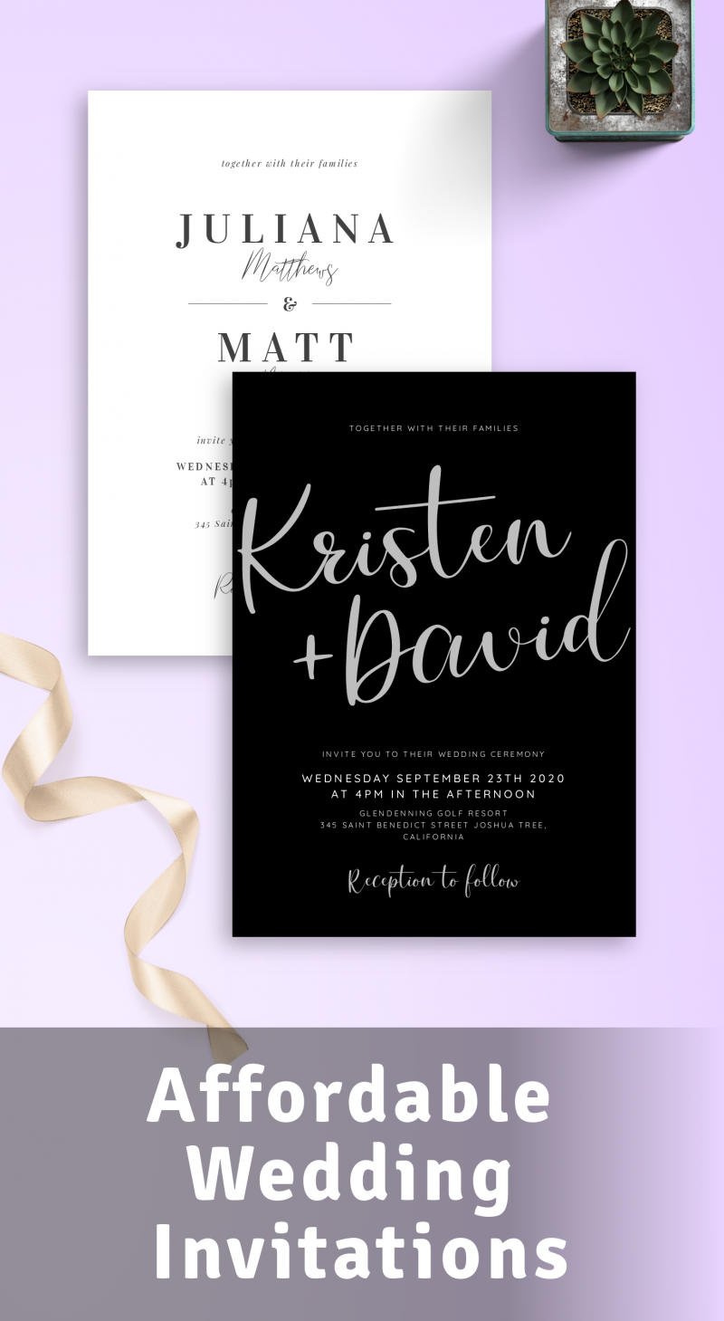Cheap wedding invitations - Download or Order printed
