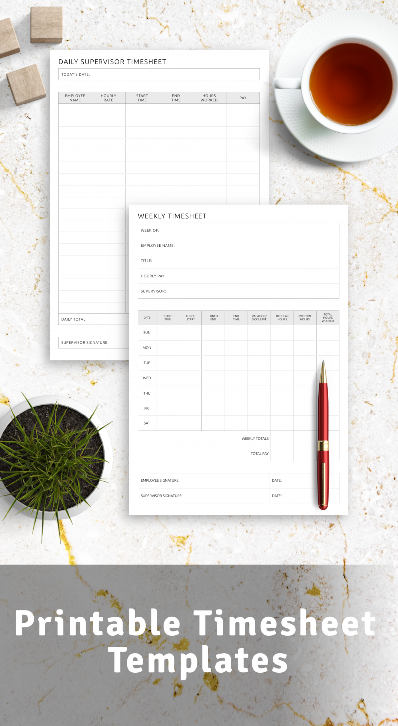 Timesheet Templates - Download Digital & Printable Time Sheets PDF