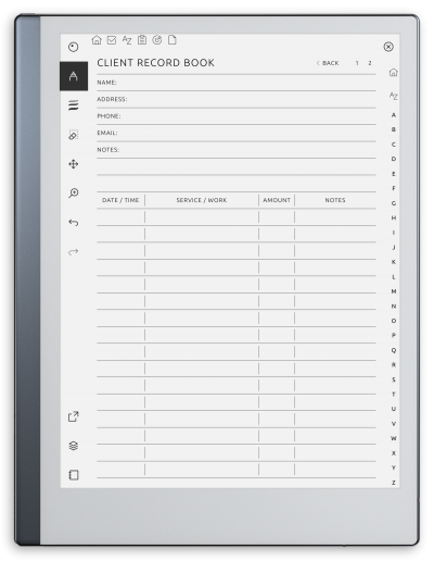 Download Digital Client Record Book for reMarkable Paper Pro, 2, 1