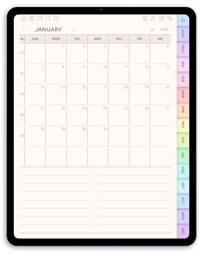 Download 2026 - 2031 Monthly Calendar (5 years) for GoodNotes, iPad, etc