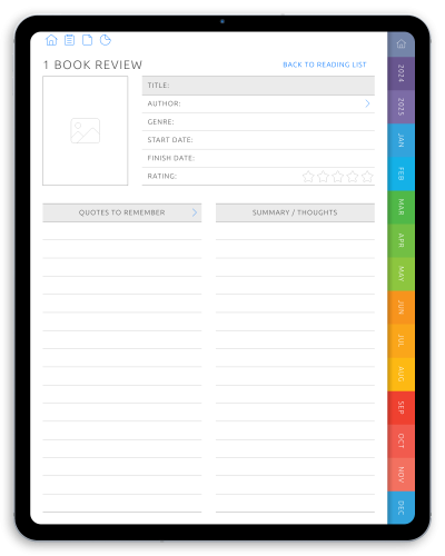 Download Reading Journal Hyperlinked PDF for iPad/Android