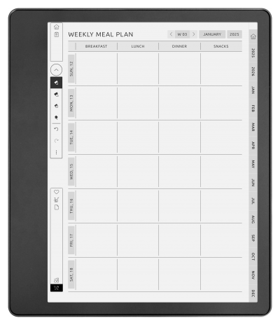 Customizable Kindle Scribe Meal Planner with Hyperlinked PDF