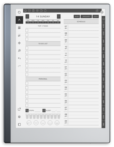 Download Daily Planner Hyperlinked PDF for reMarkable 1 & 2