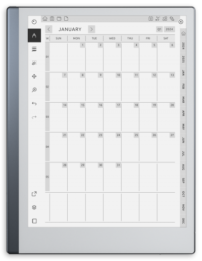 Monthly Calendar 2025 - 2030 for reMarkable