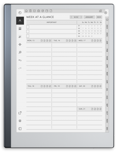 Weekly Planner for reMarkable - Customizable Hyperlinked PDF