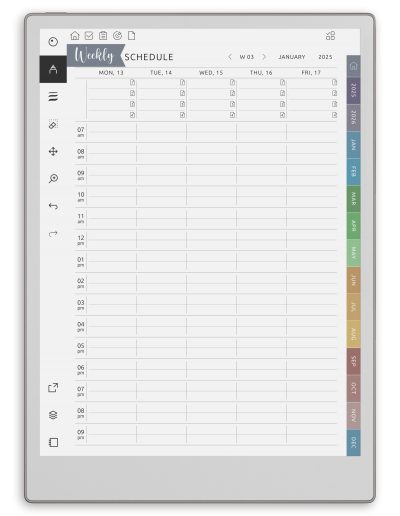 Weekly Schedule Planner for reMarkable - Get Customizable Hyperlinked PDF