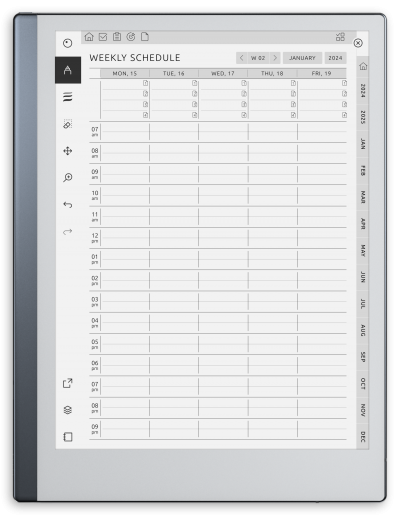 Weekly Schedule Planner for reMarkable - Get Customizable Hyperlinked PDF