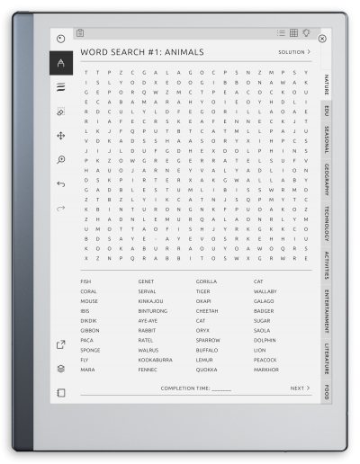 Word Search Puzzles for reMarkable – Fun Brain Game Templates