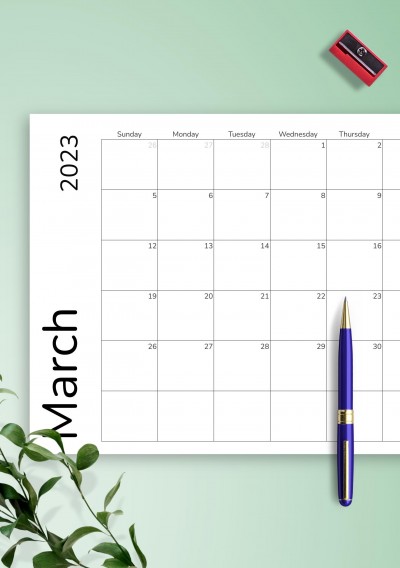 Download Printable Simple Monthly Calendar Grid PDF