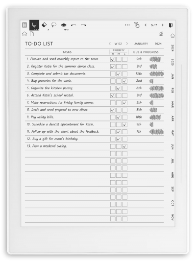 Download Weekly To-Do planner PDF for Supernote A6X & A5X