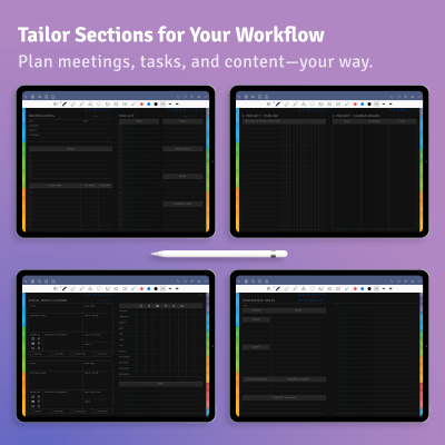 Dark Theme Daily Digital Planner for iPad, Android, Goodnotes & More ...