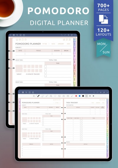 Download Digital Pomodoro Planner – Focus Timer PDF for Goodnotes, iPad ...