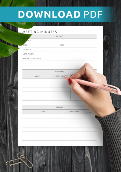 Download Printable Project Meeting Minutes Template PDF