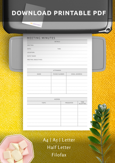 Download Printable Project Meeting Minutes Template PDF