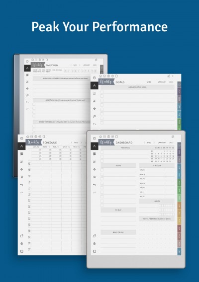 Weekly Schedule Planner for reMarkable - Get Customizable Hyperlinked PDF