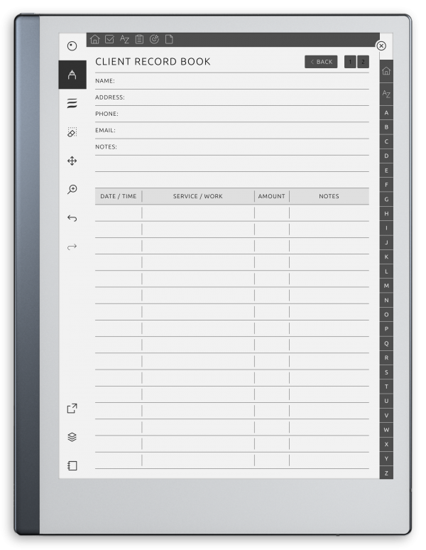 Download Digital Client Record Book for reMarkable Paper Pro, 2, 1