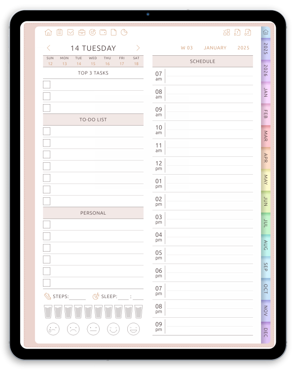 Daily Productivity Digital Planner (Light Theme) - Download for iPad ...