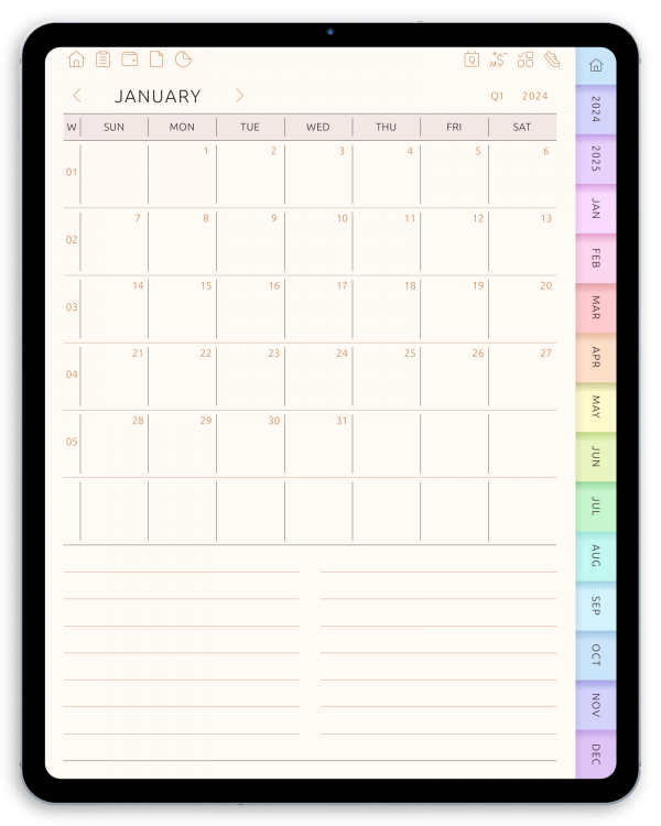 Download 2026 - 2031 Monthly Calendar (5 years) for GoodNotes, iPad, etc