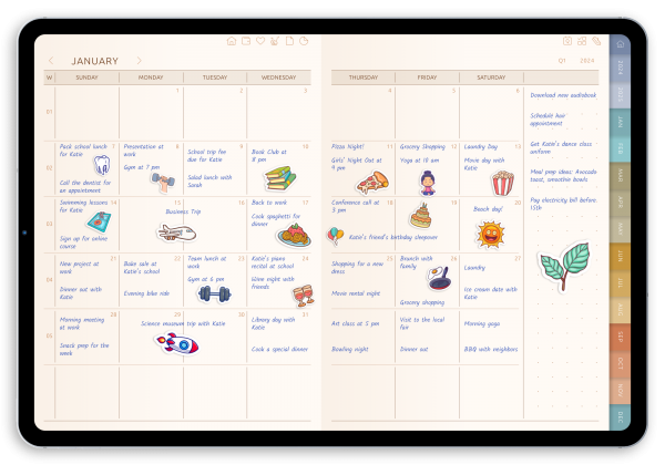 Download Monthly Planner Hyperlinked PDF for GoodNotes, iPad, etc
