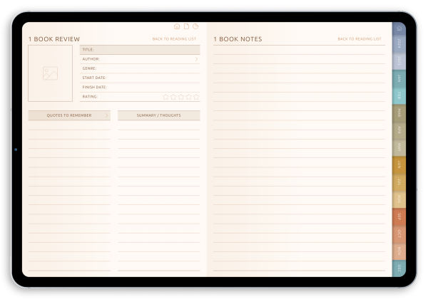 Download Reading Journal Hyperlinked PDF for iPad/Android