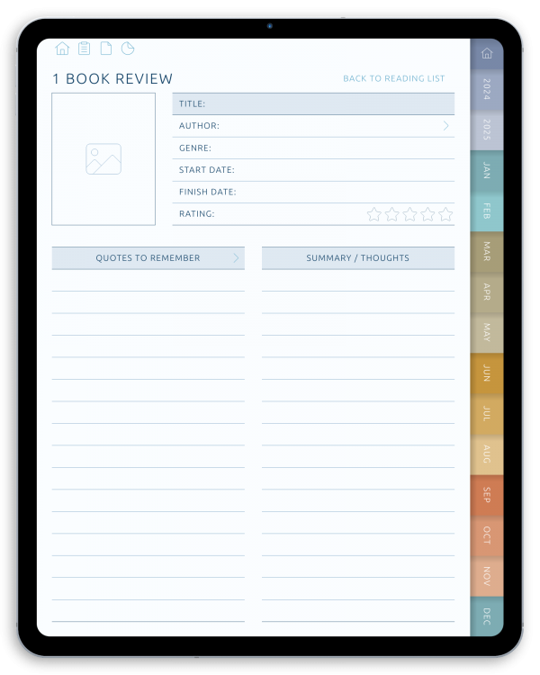 Download Reading Journal Hyperlinked PDF for iPad/Android