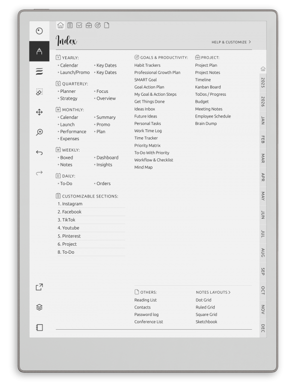 Download Digital Shop Planner for reMarkable - Hyperlinked PDF