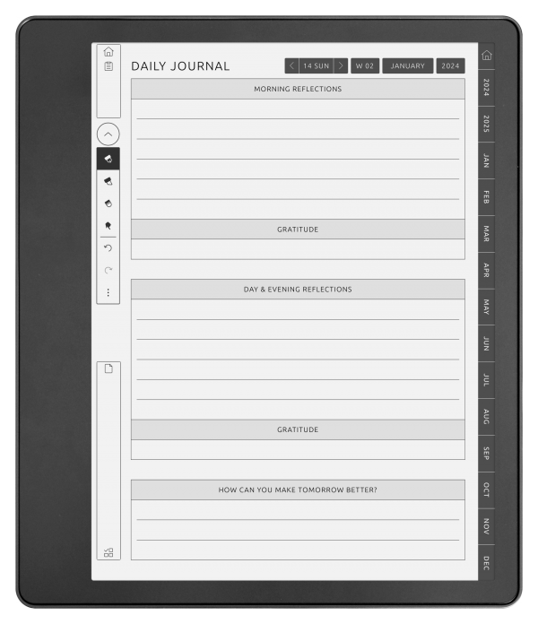 Kindle Scribe Daily Journal – Customizable Planner with Hyperlinked PDF
